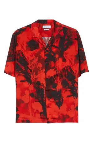 Alexander McQueen Floral Print Camp Shirt - Amarant