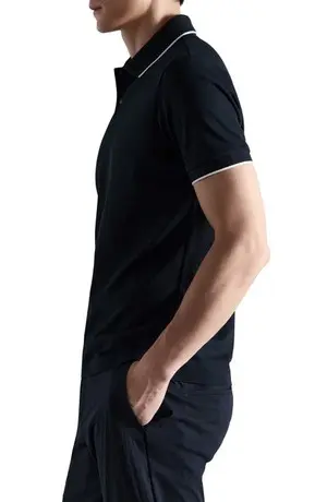 Mango Comfort Stretch Tipped Piqué Polo - Navy