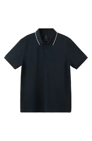 Mango Comfort Stretch Tipped Piqué Polo - Navy