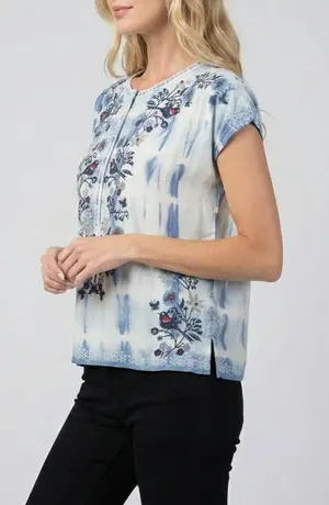APNY Embroidered Tie Dye Top