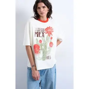 Topshop Cactus Graphic T-shirt - Ecru