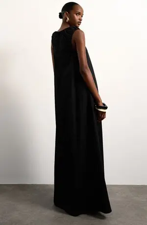 Topshop Ruched Cotton Poplin Maxi Dress