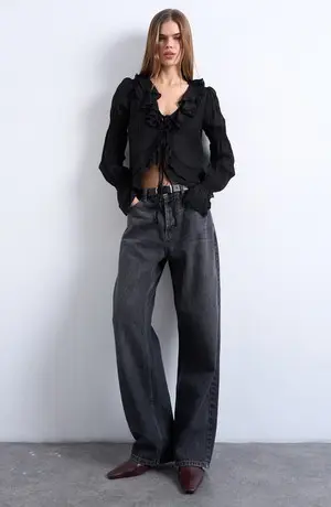 Topshop Ruffle Tie Front Crop Top