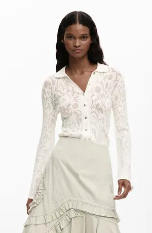 Desigual Asymmetric Midi Skirt - Off White