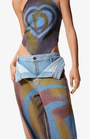 Desigual Fold-over Wide Leg Jeans