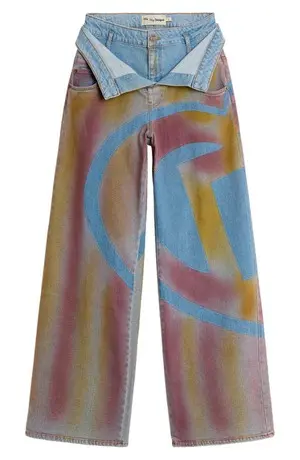 Desigual Fold-over Wide Leg Jeans