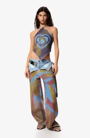 Desigual Fold-over Wide Leg Jeans