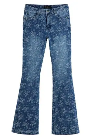Desigual Floral Embroidered Flare Jeans
