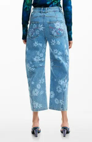 Desigual Floral Straight-leg Jeans - Medium Blue
