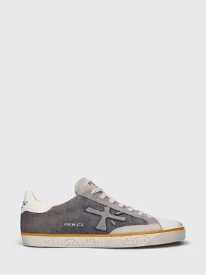 Premiata Stevend Leather And Glitter Sneakers - Blue