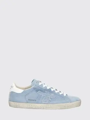 Premiata Stevend Leather And Glitter Sneakers - Gnawed Blue