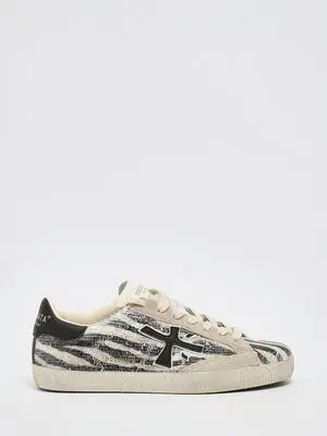 Premiata Stevend Leather And Glitter Sneakers - Multicolor