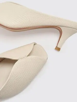 TWINSET Lizard Print Leather Mules - White