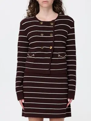 Elisabetta Franchi Striped Viscose Cardigan - Cocoa