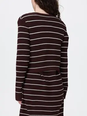 Elisabetta Franchi Striped Viscose Cardigan - Cocoa