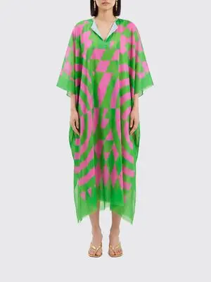 Dries Van Noten Dries Van Noten Cotton Kaftan Dress With Optical Print Fa01