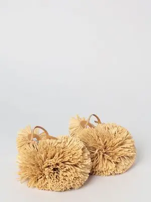 Moschino Raffia Fringe High Heel Sandals - Natural