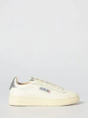 AUTRY Leather Sneakers With Metallic Heel Detail - Silver