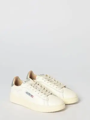 AUTRY Leather Sneakers With Metallic Heel Detail - Silver