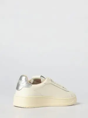 AUTRY Leather Sneakers With Metallic Heel Detail - Silver
