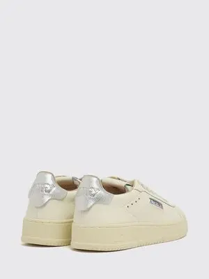 AUTRY Dallas Low Bicolour Calfskin Leather Trainers - Silver