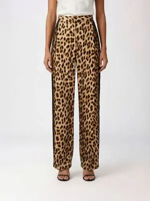 Sportmax Sportmax Silk Palazzo Trousers With Animal Print Camel