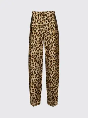 Sportmax Silk Palazzo Trousers With Animal Print - Camel