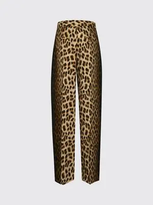Sportmax Silk Palazzo Trousers With Animal Print - Camel