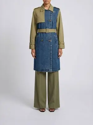 FAY Paneled Trench Coat - Blue