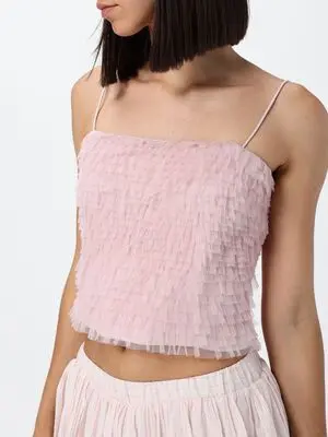 TWINSET Cropped Top With Fringe Detailing - Pink