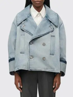 MAISON MARGIELA Bleached Denim Double-breasted Trench Coat - Blue