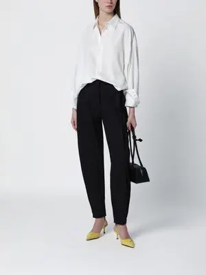 THELATEST Viscose Blend Straight Trousers - Black