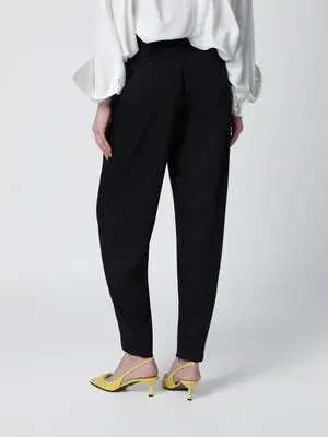 THELATEST Viscose Blend Straight Trousers - Black