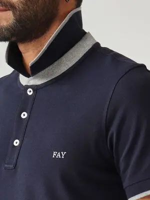 FAY Basic Cotton Polo Shirt - Navy