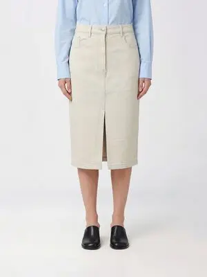 A.p.c. Midi Skirt In Cotton Denim - White