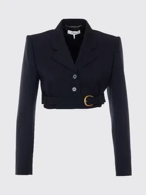 Chloé Cropped Buckle Blazer In Virgin Wool