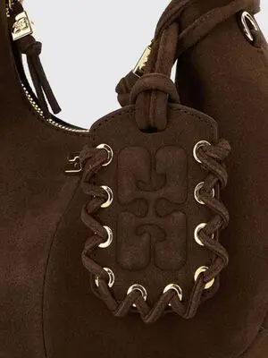 GANNI Croc Effect Shoulder Bag With Top Handle - Brown