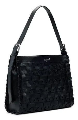 Desigual Woven Faux Leather Shoulder Bag