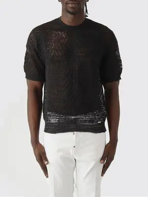 Dsquared2 Linen Blend Openwork Crewneck Sweater