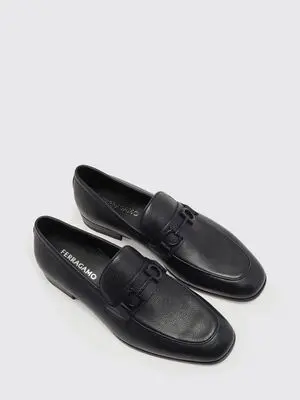 FERRAGAMO Grained Leather Loafers - Navy