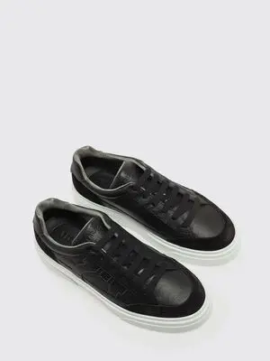 FERRAGAMO Grained Leather Lace-up Sneakers