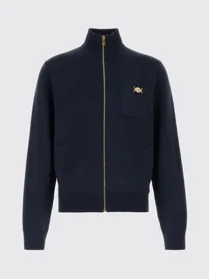 Versace Cotton And Cashmere Cardigan With Medusa Logo - Blue