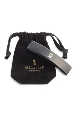 Alexandre De Paris Logo Barrette - Black