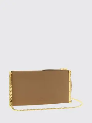 Elisabetta Franchi Nappa Leather Clutch With Fringes And Chain Strap - Grey