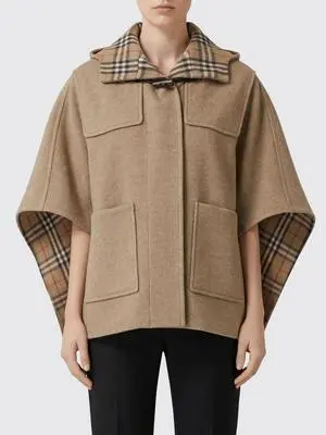 Burberry Wool Cape With Check Lining - Green