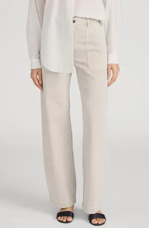 FRAME The Bow High-waist Wide-leg Utility Jeans - Flax
