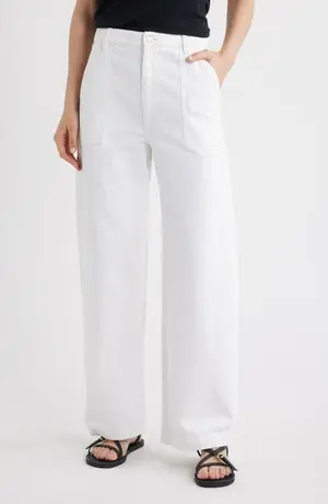 FRAME The Bow High-waist Wide-leg Utility Jeans - White