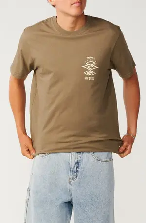 Rip Curl Search Icon Organic Cotton Graphic T-shirt - Walnut