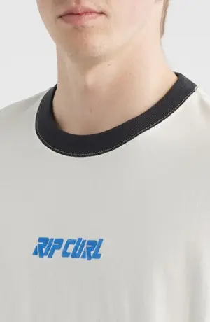 Rip Curl Liquid Trips Embroidered Ringer T-shirt - Bone