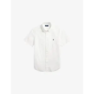 Polo Ralph Lauren Logo-embroidered Short-sleeved Cotton-seersucker Shirt - White